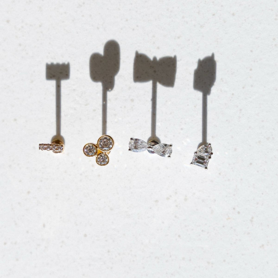 Piercing Party - Vollgold Ohrpiercings mit Lab-grown Diamanten