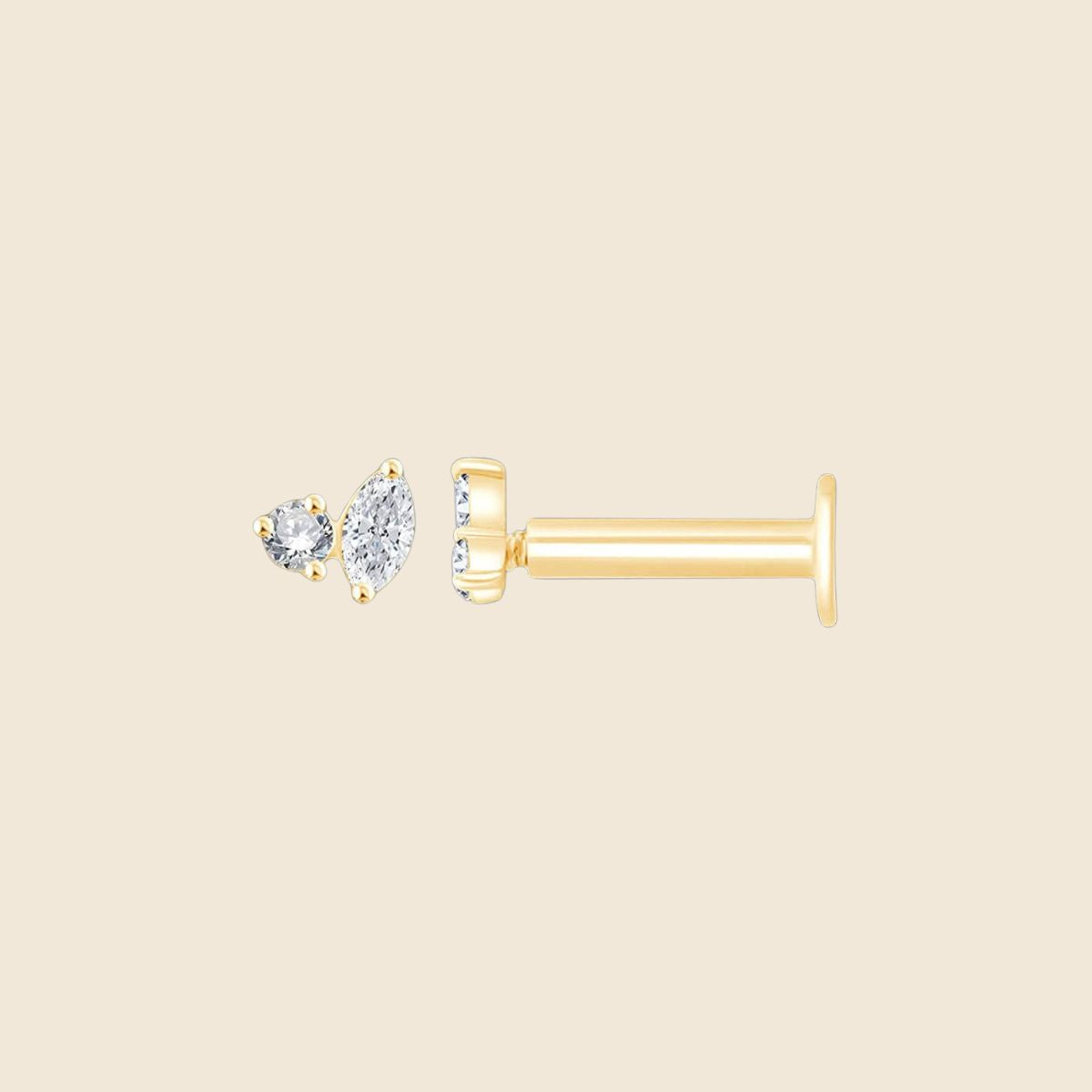 14k gold piercing daisy - with lab diamonds in 2 cuts
