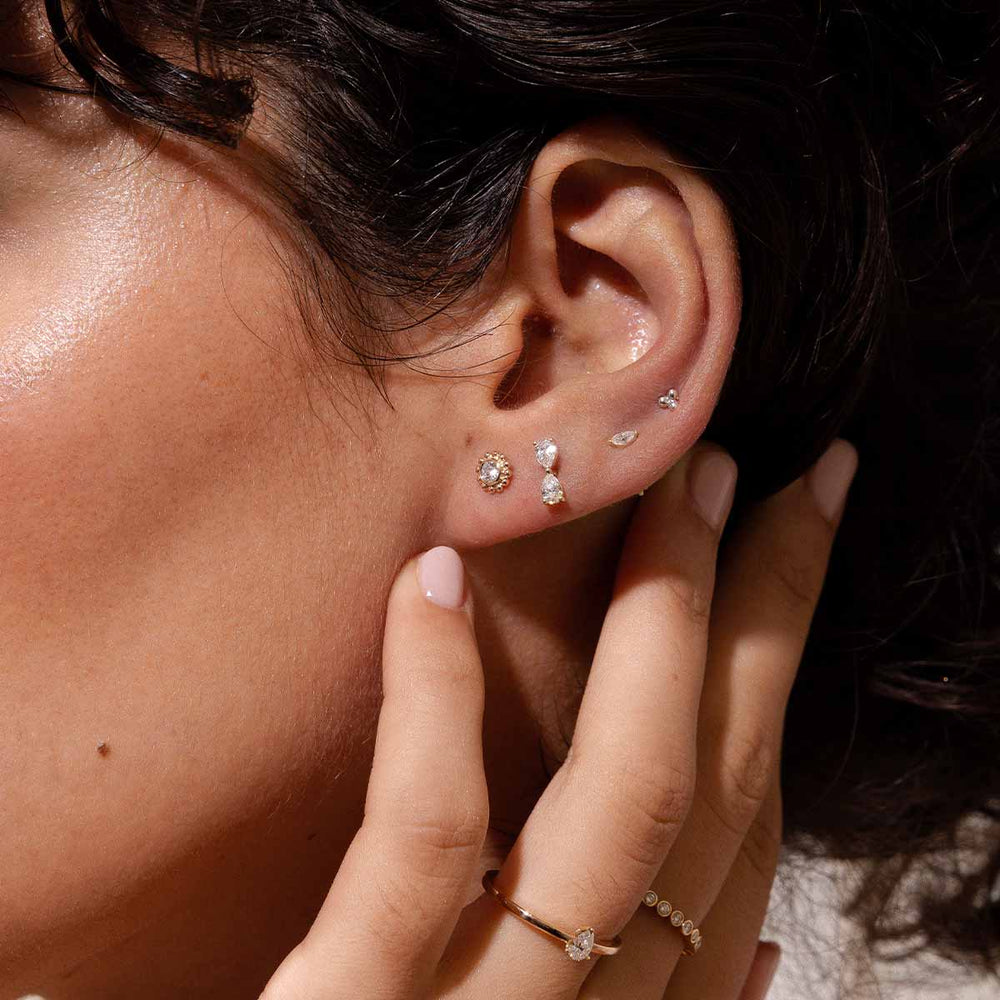 Piercing Party - Vollgold Ohrpiercings mit Lab-grown Diamanten