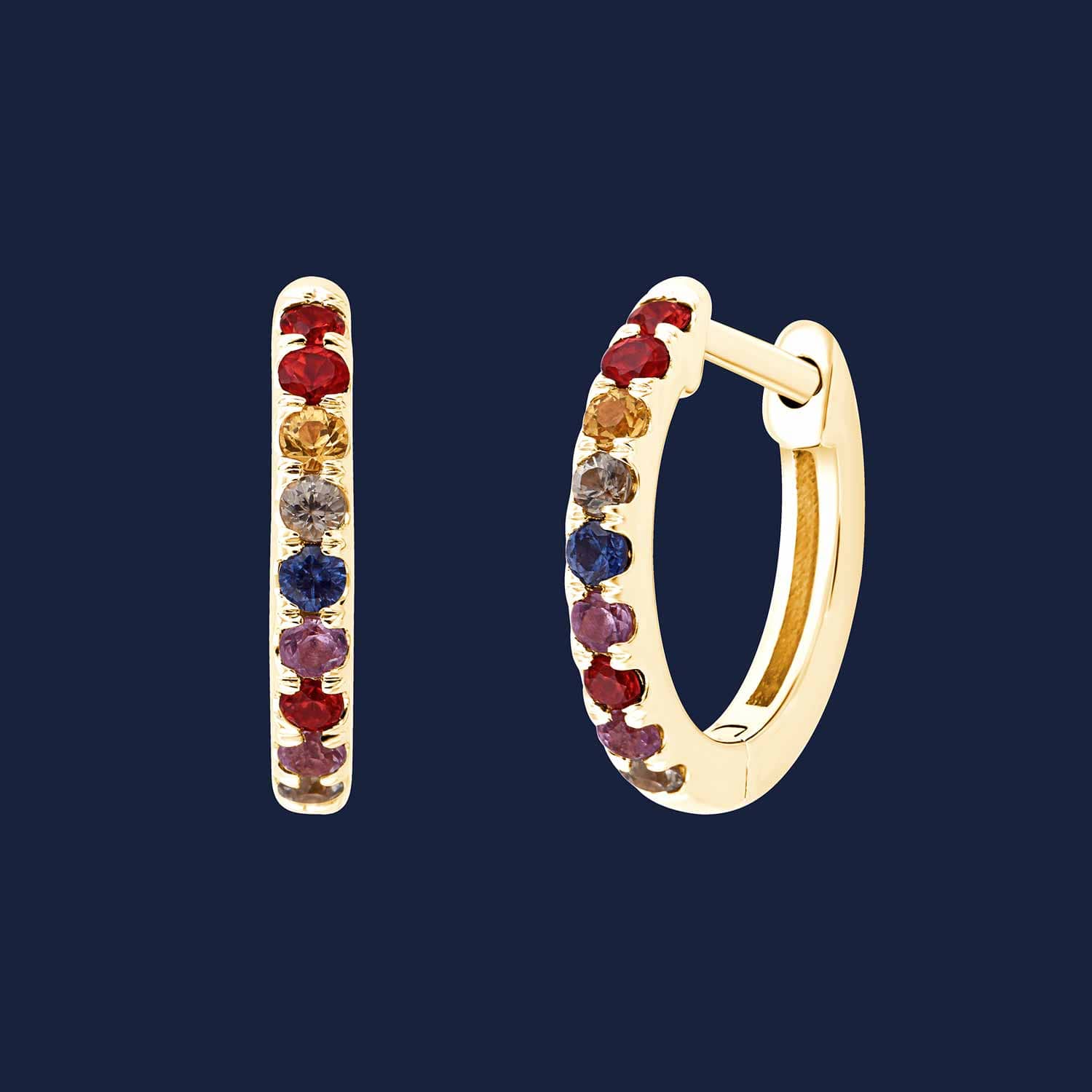 Rainbow Hoops - | Colourful Sapphire Hoops